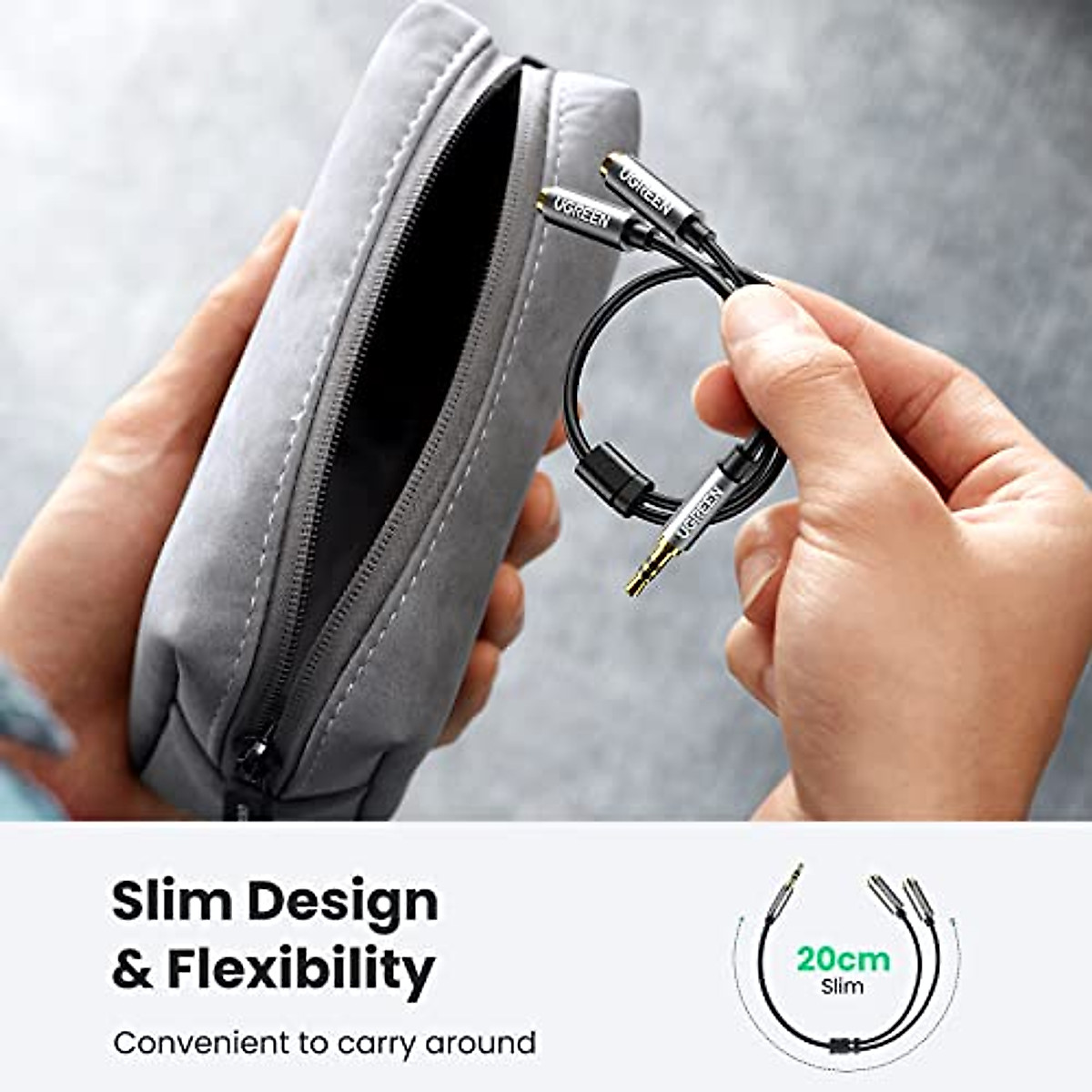 UGREEN Headphone Splitter 3.5mm Audio Stereo Y Splitter Aux Extension Cable Male to Female Dual Headphone Jack Adapter for Earphone Headset Splitter Compatible with iPhone Samsung iPad Tablet Laptop, Black