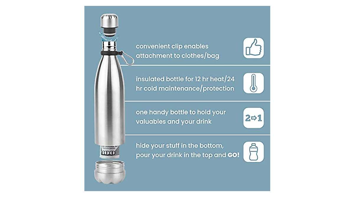 Diversion Safe Water Bottle with Hidden Compartment | Insulated & Secure