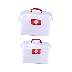 Menolana 2x Multi Purpose Medical First Aid Box Container Household Bin Portable Detachable Tray Storage Box Organizer for Sewing Office Car Hiking