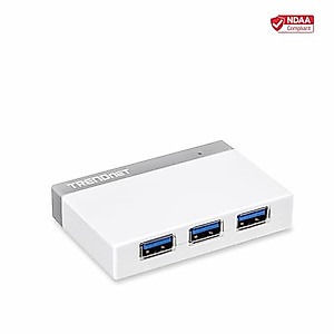 TRENDnet 4-Port USB 3.0 Ultra-Mini Hub, 1M (3ft. USB 3.0 Cable), Up to 5Gbps, Power Adapter Included, Plug &Play, Backwards Compatibility with USB 2.0/USB 1.1, TU3-H4