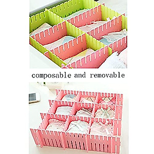 ZZ Lighting 8 Pcs Plastic DIY Grid Drawer Divider Finishing Shelves for Home Tidy Closet Makeup Socks Underwear Kitchenware Pink