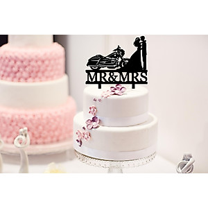 Yuezoloz Street Glide Motorcycle Wedding Cake Topper, Ride with Me Forever Cake Topper, Motorcycle Wedding Topper Couple on Harley Davidson for Wedding/Anniversary/Bridal Shower Party Decor