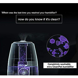 Miro NR07G humidifier - Completely Washable Modular Humidifier, Easy to Clean, Easy to Use, Large Room - Cool Mist, Sanitary, Top-Fill Ultrasonic Humidifier with Whisper Quiet and Powerful Output