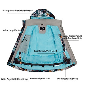 GSOU SNOW Women Ski Jacket Snow Coat Waterproof Windproof Snowboarding Jacket Coat Insulated Warm Winter