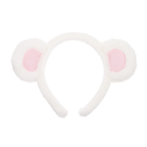 SOLUSTRE Bear Ears Headband Cloth Bear Face Wash Headband Adorable Head Wear for Women and Kids, White