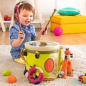 B. toys – Musical Instruments For Kids – Portable Drum Set – Percussion Toys For Toddlers – Jingle Bell, Tambourine, Maraca & More – 18 Months + – Parum Pum Pum