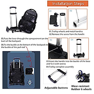 Boys Rolling Backpacks Kids'Luggage Wheeled Backpack for School Boys Trolley Bags Space-Galaxy Durable Bookbag with Lunch Bag