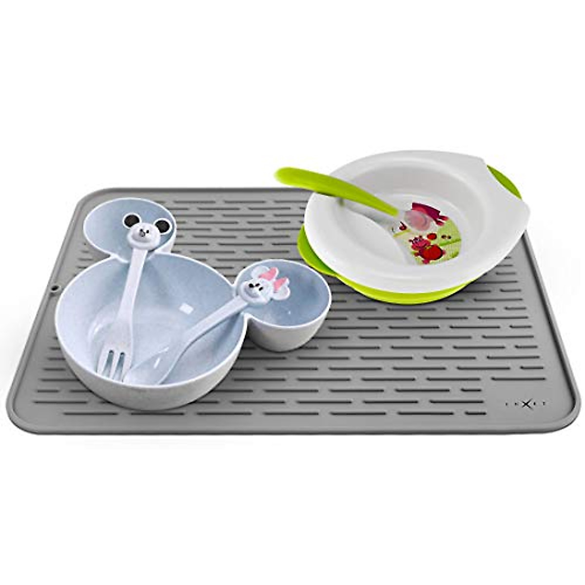 Luxet Multipurpose Premium Quality Silicone Dish Drying Mat for Kitchen, Heat Resistant, Countertop Protection, Non Slip Grip, Extra Large Trivet Size 23x17 Inches (Gray)