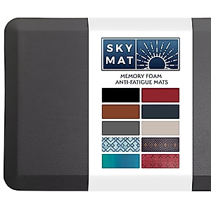 Sky Solutions Anti Fatigue Floor Mat - 3/4" Thick Cushioned Kitchen Rug, Standing Desk Mat - Comfort at Home, Office, Garage - Non Slip, Durable and Stain Resistant (24" x 70", Gray)