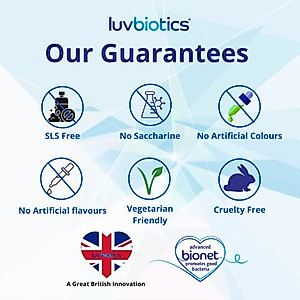 Luvbiotics Original Toothpaste with Probiotics & Xylitol Promotes Good Bacteria for Fresh Breath, Healthy Gums & Teeth. Free from SLS, Parabens, Artificial Colors, Flavors, and Sweeteners 75ml Tube