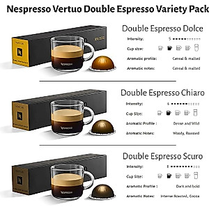 Vertuoline Nespresso (EU Version) - The Double Espresso Assortment - Dolce, Chiaro & Scuro | 30 Capsules Pods