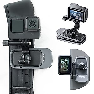 TELESIN Magnetic Mount + Backpack Clip, 360 Swivel Mount Bag Belt Shoulder Body Strap Holder Attach Accessories for GoPro Max 12 11 10 9 8 7 6 5, Insta360 X3 X4 GO3 Ace Pro, DJI Action 3 4 Pocket 3