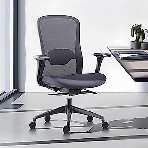 Ergonomic Mesh Office Chair, Mid Back Computer Executive Desk Chair with 4D Armrests, Slide Seat, Tilt Lock and Lumbar Support