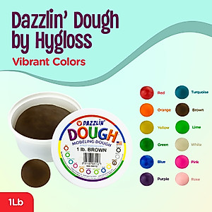 Hygloss Products Dough, Safe & Non-Toxic Modelling Dough for Arts & Crafts, Learn, Unscented, 1lb. Brown