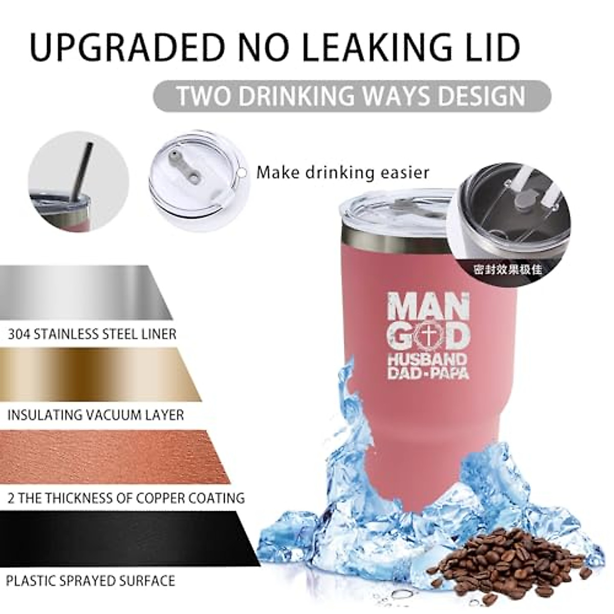 liabiliies Man of God Husband Dad papa Tumbler Coffee Tumblers 30 oz Tumbler with Lid and Straw Insulated Tumblers Stainless Steel Tumbler Funny Gifts for Women