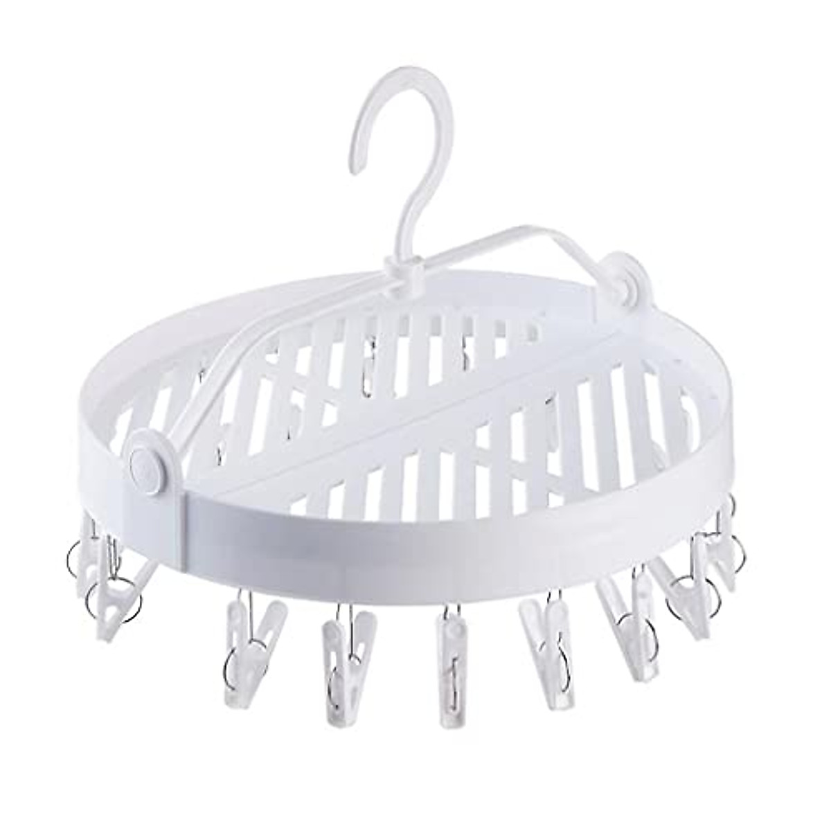 LIUZH Round Two-Way Foldable Clothes Hanger Underwear Socks Multi-Purpose 360-degree rotatable 18 Clip Clothes Rack ( Color : OneColor , Size : 18 Clips )