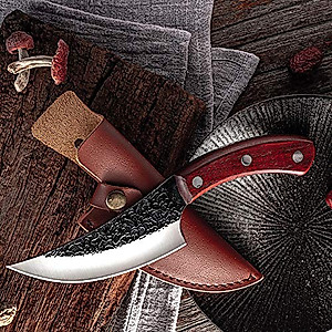 Balaweis Chef Knife 5 inch Professional Kitchen Boning Knife Sharp Blade Cutting Cooking Stainless Steel Knife Handmade Forged Hammered kitchen Knife Outdoor BBQ Portable travel Meat Cleaver