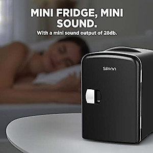 Silonn Mini Fridge, Portable Skin Care Fridge, 4 L/6 Can Cooler and Warmer Small Refrigerator with Eco Friendly for Home, Office, Car and College Dorm Room, Compact Refrigerator and Black (SLRE01B)