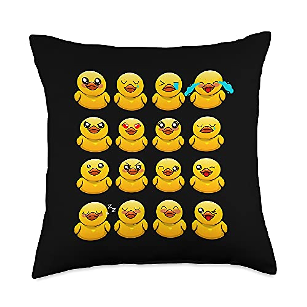 Best Rubber Duck Gift Ducky Smiley Emoticon Lover Funny Designs for Men Women Cute Rubber Duck Throw Pillow, 18x18, Multicolor