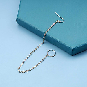 Zeshimb Nose to Ear Chain Gold Plated Nose Ring Studs Hypoallergenic Surgical Steel Nose Rings Retro Ear Hook Nose Hoop Nostril Piercing Jewelry for Women