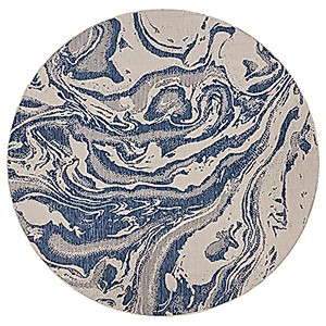 Lr Home Ox Bay Seamas Abstract Oasis Indoor Outdoor Rug, White/Navy, 3' x 5'