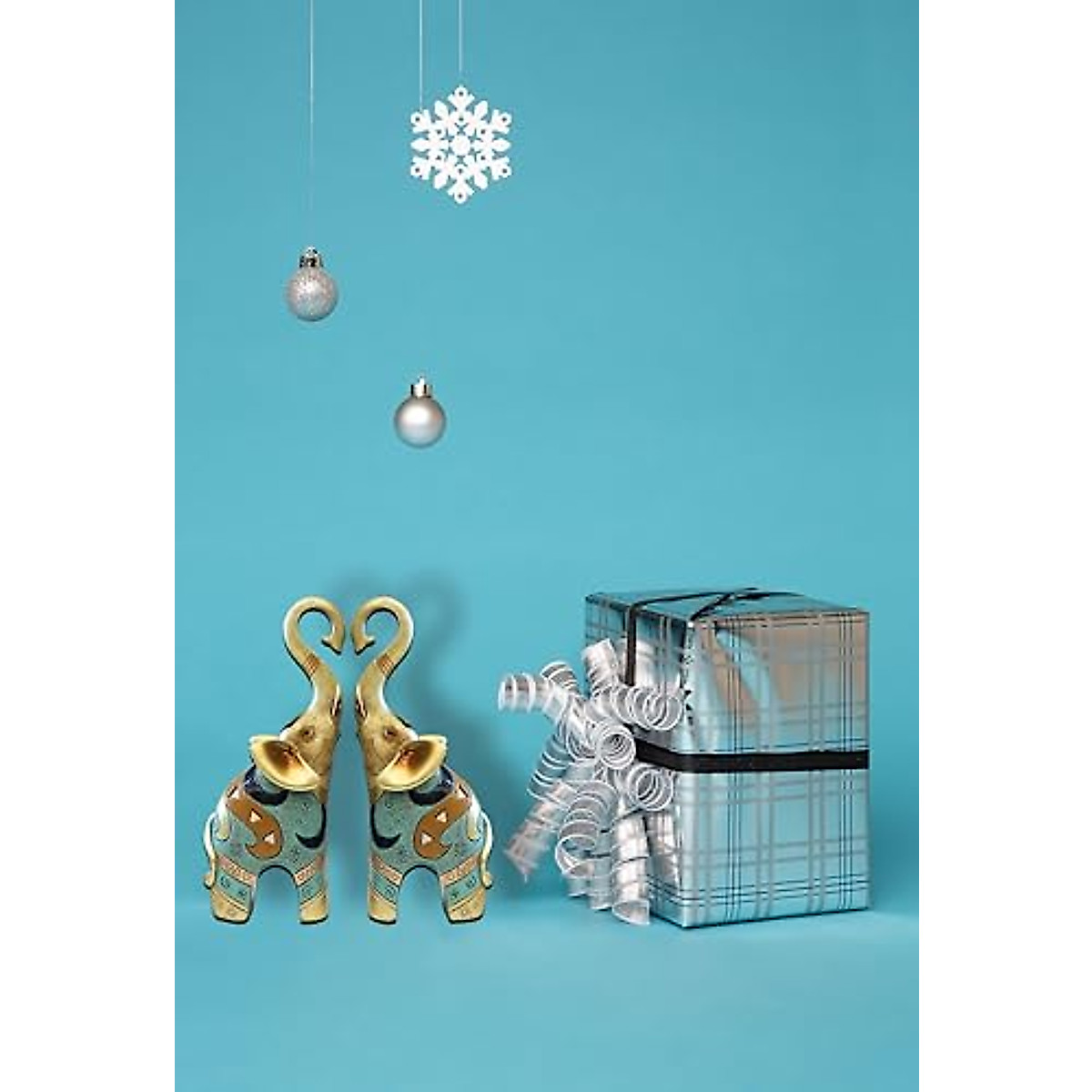 sugutee Good Luck Elephant Decor for Home, Large Gold Elephant Statue for Home Decor, Small Elephant Figurines and Statues (2 Pcs Medium)