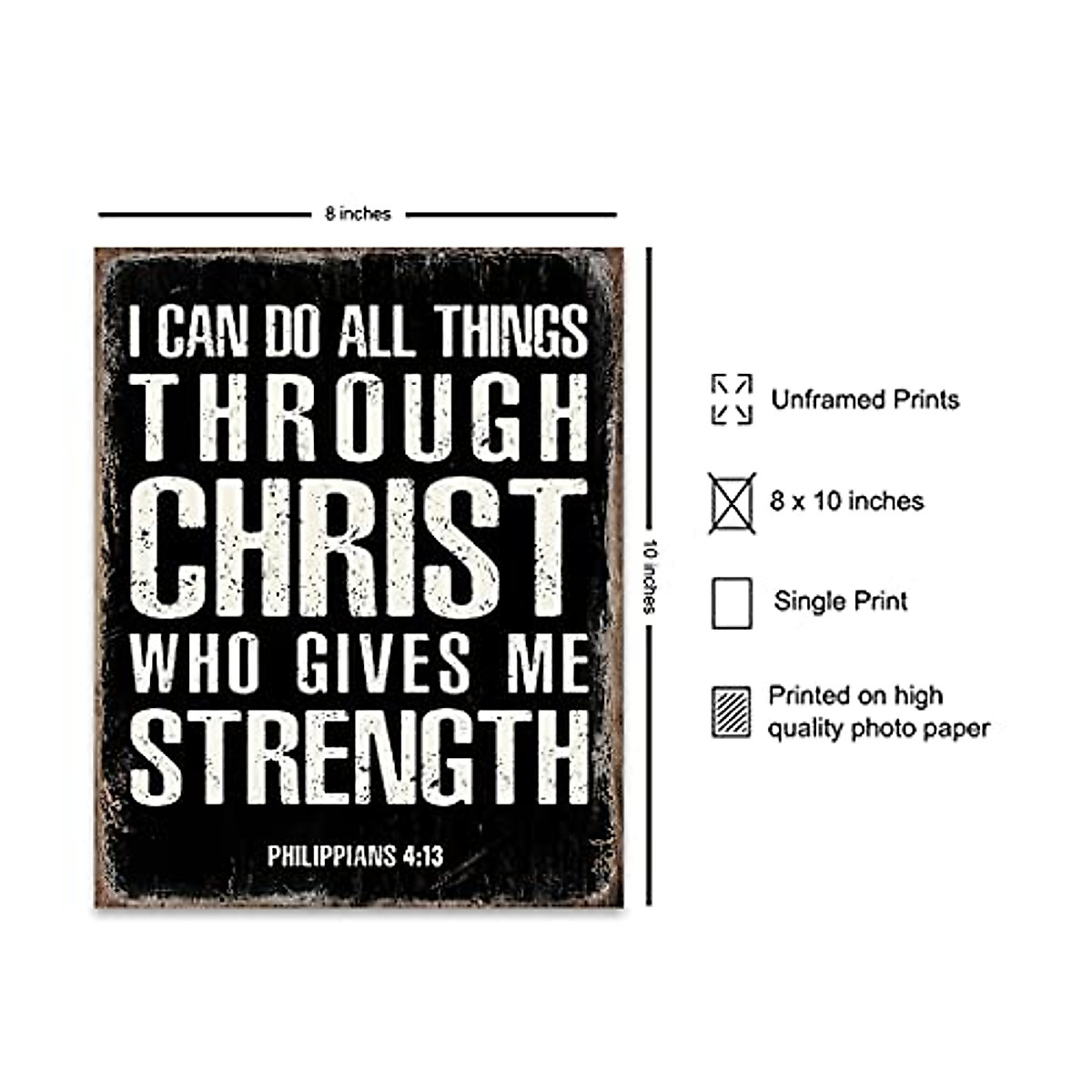 I Can Do All Things Through Christ - Philippians 4 13 - Religious Wall Decor - Christian Gifts for Men - Catholic Gifts - Inspirational Bible Verses Wall Decor - Scripture Wall Art - Jesus Wall Decor