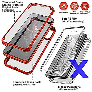 UBUNU iPhone 11 Case with Screen Protector [Built-in 9H Hard Tempered Glass], for Magsafe Clear Dual Layer 360 Full Body Protection for Men Women iPhone 11 Protective Phone Case Cover 6.1 inch, Red