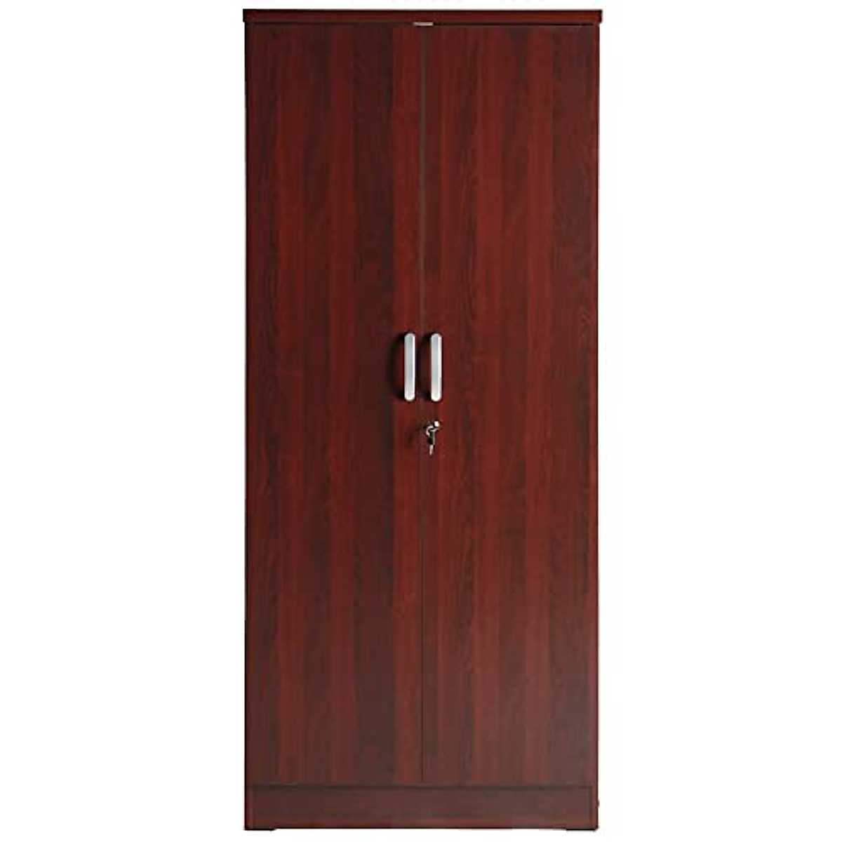Pemberly Row Modern Wood Two Door Armoire Wardrobe Cabinet in Mahogany