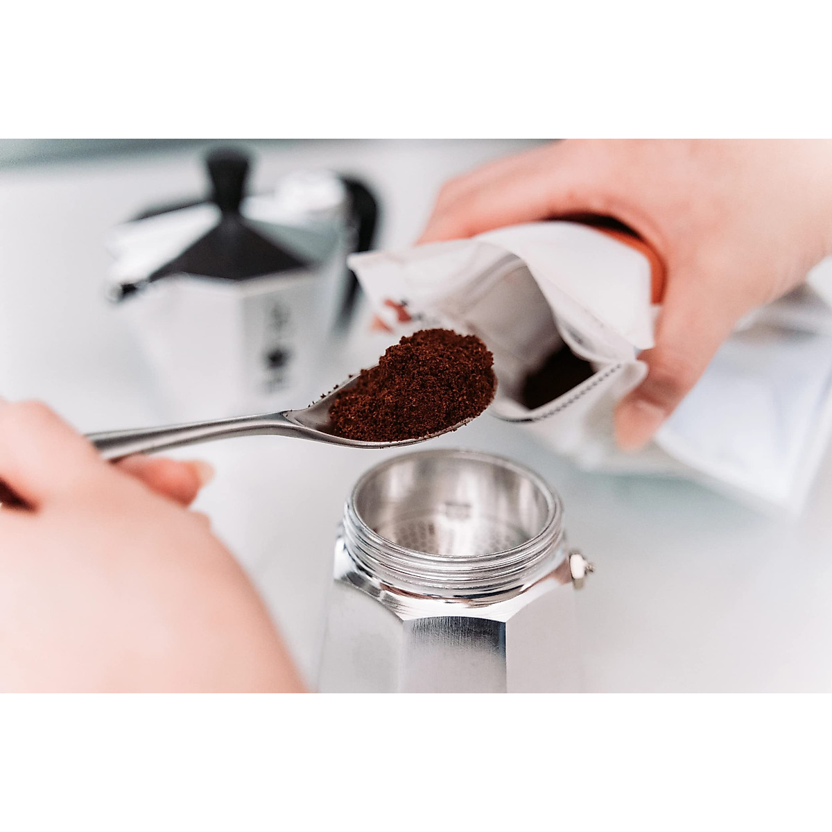 Bialetti Express Moka Pot, 6 -Cup & Coffee, Aluminum Silver