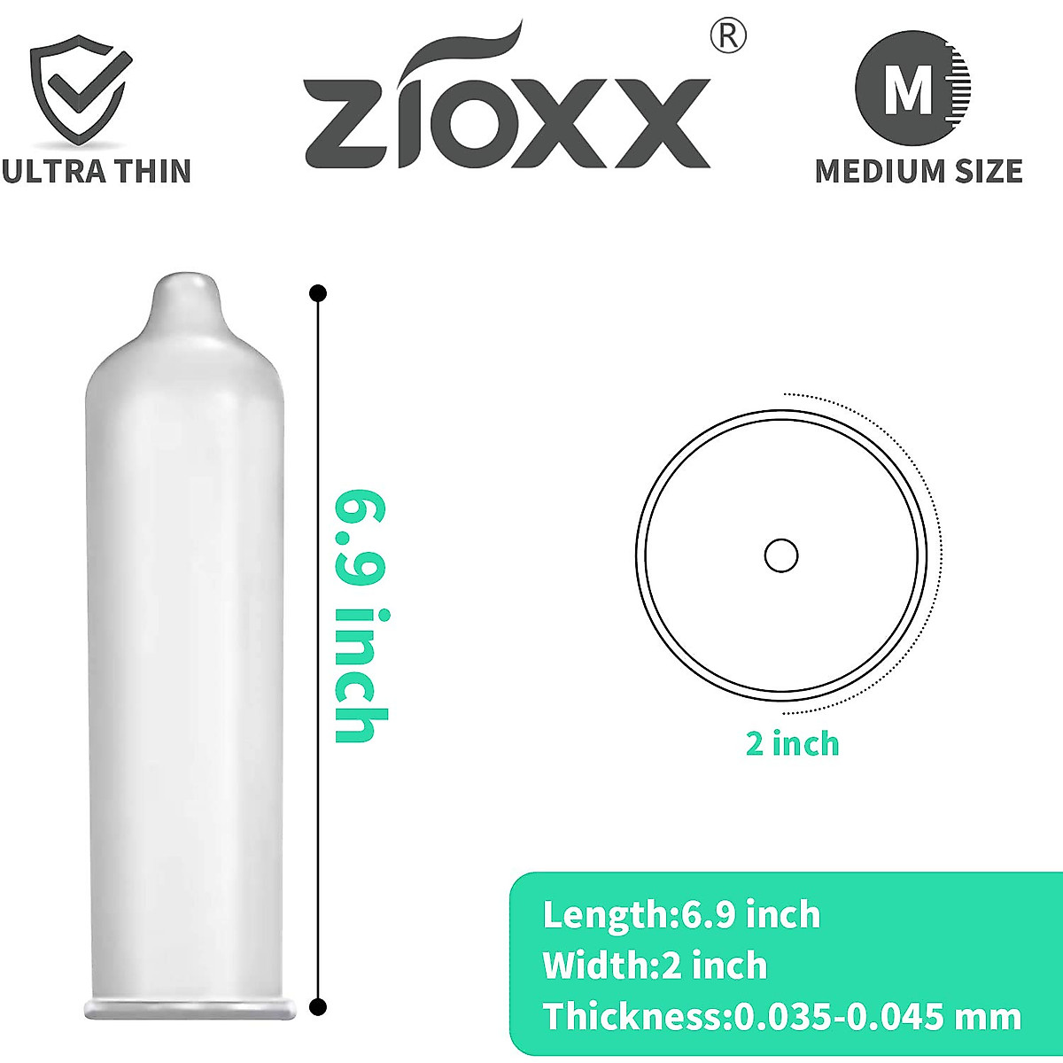 Zioxx " Thinnest" Freedom Condoms, Water Based Lube, 12 Pack Medium Size(Silver)