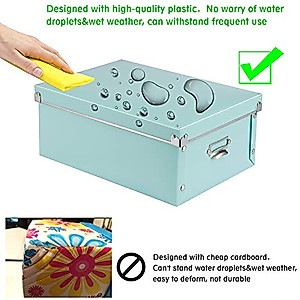 SEEKIND Foldable Storage Box with Lids and Handles Decorative, 3 in 1 Set, Multiple Size Plastic Box for Clothes, Toys, Cosmetic, Books …