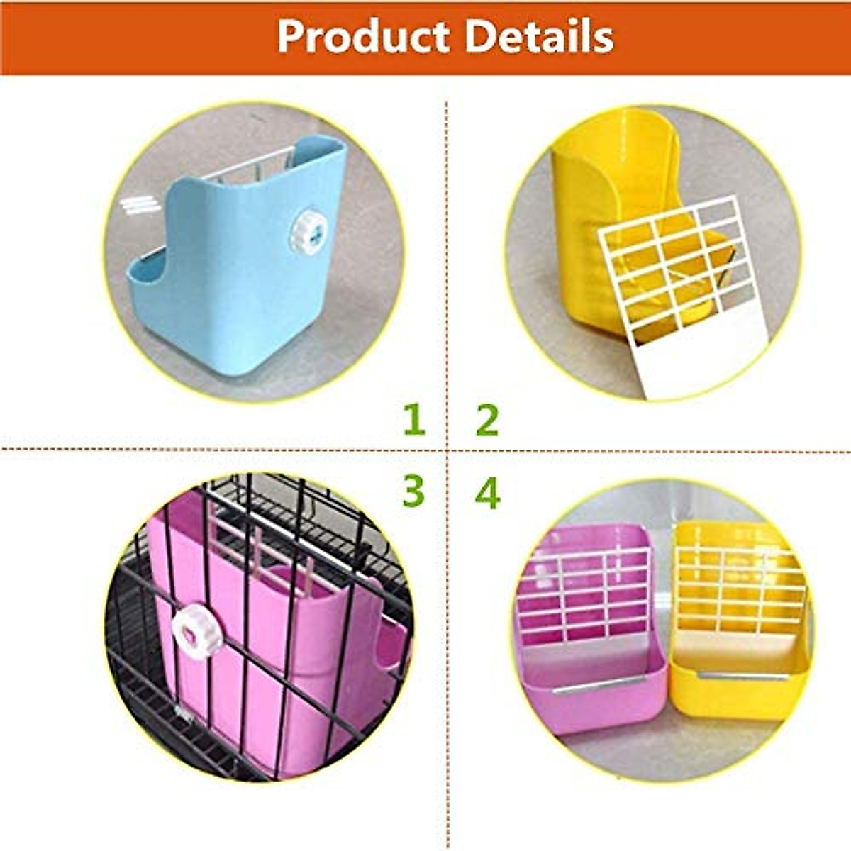 Rabbit Feeder Bunny Guinea Pig Hay Feeder, Hay Food Bin Feeder, Hay and Food Feeder Bowls Manger Rack for Rabbit Guinea Pig Chinchilla (White+)