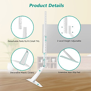 WALI Universal TV Stand, TV Stand for Living Room Mounting for 22 to 65 inch Television up to 110lbs, Small TV Legs with Mounting Holes up to 800x500mm(TVS001-W), White