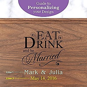 Straga Personalized Cutting Boards | Handmade Wood Engraved Charcuterie | Custom Wedding, Anniversary, Housewarming Gift for Married Couples (Eat, Drink and Be Married Design No.012)