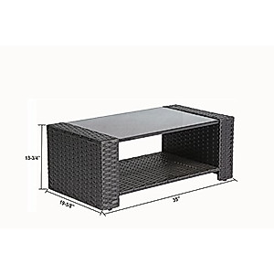 Baner Garden 4 Pieces Outdoor Furniture Complete Patio Cushion Wicker P.E Rattan Garden Set, Full, Black