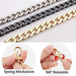 6 PCS Purse Chains DIY Flat Chain Strap Extender Handle Bag Accessories Handbags Shoulder Bag Water Bottle(Classic Gold&Silver&Black)