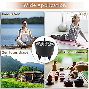 JUXYES Vintage Tripod Incense Burner Holder with Lid, Cast Iron Incense Holder Metal Cauldron Censer Antique Cone Coil Incense Burner Holder for Incense Resins, Cones or Wax Melts