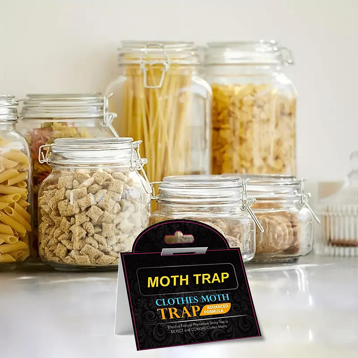 Pantry Moth Glue Traps (8 Packs) Pantry Moth Killer for House Pantry | Non-Toxic and Odorless for Food and Cupboard Moth | Super Strong Glue for Moth Catcher | Black