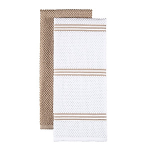 Kitchen Towels Dishcloths Oven Mitts and Pot Holders Set of 9, Oeko-Tex 100% Cotton Terry Dish Towels & Dish Cloths, Non-Slip Silicone, Tan