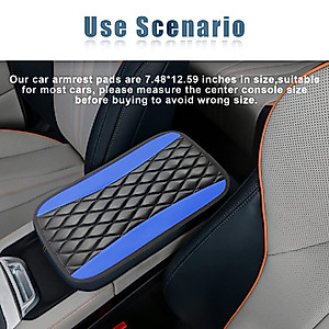 Car Center Console Cover, Universal Leather Waterproof Armrest Seat Box Cover Protector, Comfortable Car Decor Accessories Fit for Most Cars, Vehicles, SUVs -Blue