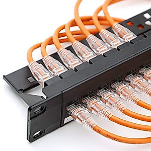 Essenc 19Inch 1U Cabinet Rack Pass-Through 24 Port CAT6 Patch Panel RJ45 Cable Jack Modular Frame