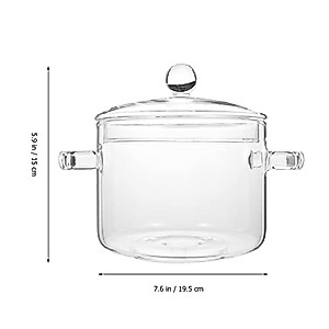 Glass Stew Pot Glass Soup Pot Glass Stew Pot With Lid Kitchen Stockpot Glass Cooking Pot Thickened Stock Pot Large Serving Bowl Salad Basins (1350ml)