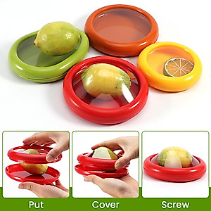 4 Pcs Avocado Saver, Avocado Storage Container with 30 Freezer Bags, Fruit Storage Containers for Fridge, Reusable Refrigerator Storage Box Fresh Stretch Pod for Vegetable Crispe