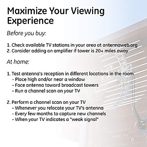 GE Pro Outdoor Antenna Amplifier, Low Noise Antenna Signal Booster, Clears Up Pixelated Low-Strength Channels, Supports HD Smart TV VHF UHF – 42179