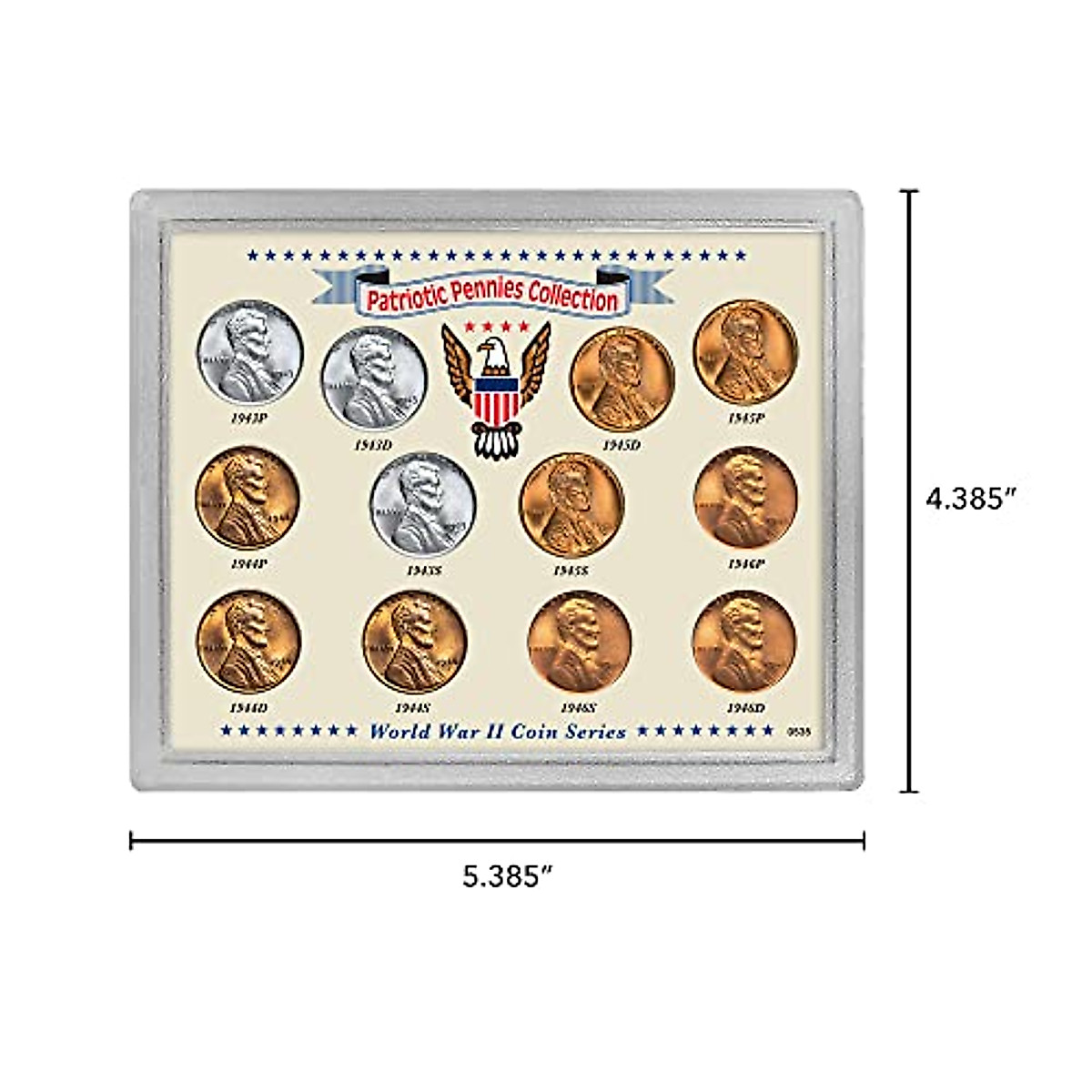 American Coin Treasures Patriotic Pennies Collection, Genuine Steel Penny, Shell Casing Cents, WWII Coins, Certificate of Authenticity, Sonically Sealed Acrylic