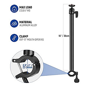 NEEWER 14.2”/36cm Flexible Holding Arm, Camera Mount Stand Overhead Extension Arm with 360° Swivel Ball Head and Adjustable Clamp for DSLR & Mirrorless Camera, Phone, LED Video Light, Webcam, CR221A