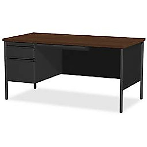 Lorell Single Left Pedestal Desk, 66 by 30 by 29-1/2-Inch, Black Walnut