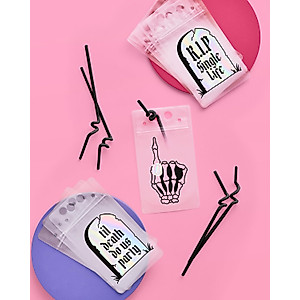 xo, Fetti Bachelorette RIP Single Life Drink Pouches - 15 pcs, Iridescent | Bachelorette Party Decorations, Bride or Die Drinkware, Bridesmaid Favor, Til Death Do Us Party + Bridal Shower Supplies