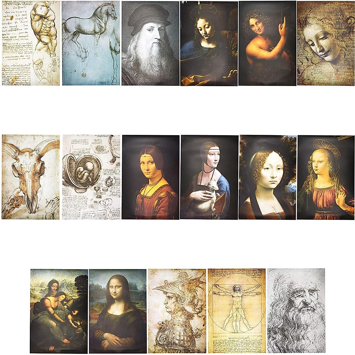 The Gifted Stationery Leonardo da Vinci Posters for Decorations (13 x 19 in, 20 Pack)
